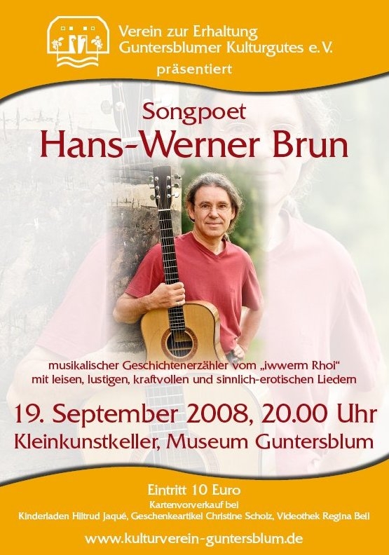 Hans-Werner Brun gastiert im Keinkunstkeller, Museum, Guntersblum ...